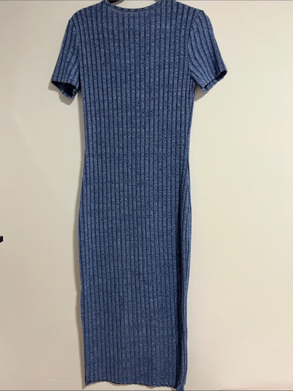 Dresses | Ribbed Scoop Neck Blue Midi Dress | Poshmark
